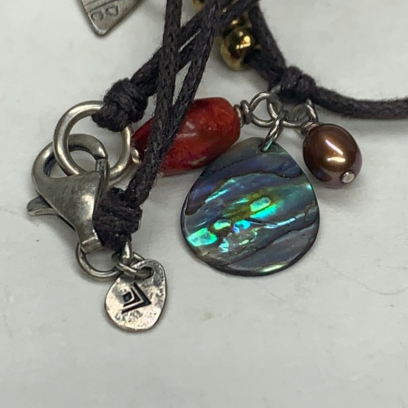 Silpada | Jewelry | Silpada Abalone Red Coral Shell Leather Necklace ...